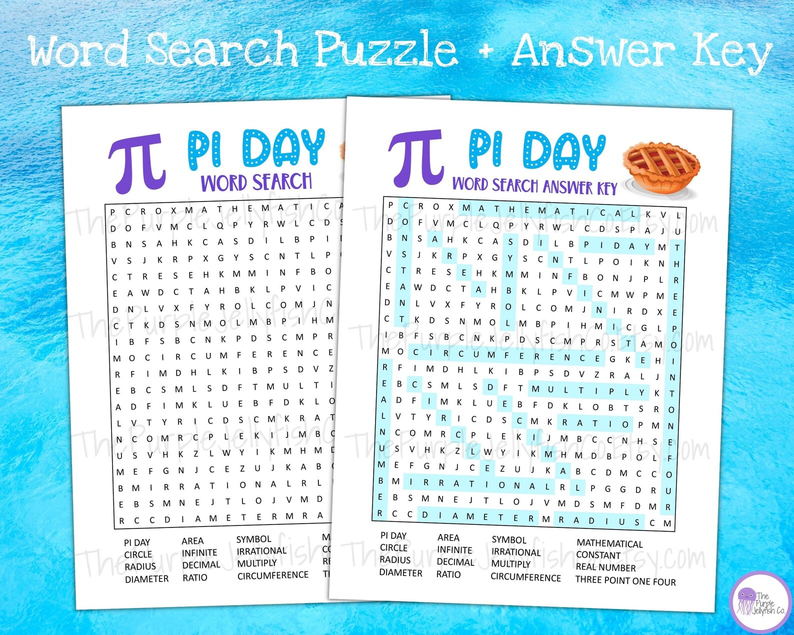 Pi Day Word Games Bundle, Printable Games for Kids, Word Game Printable ...