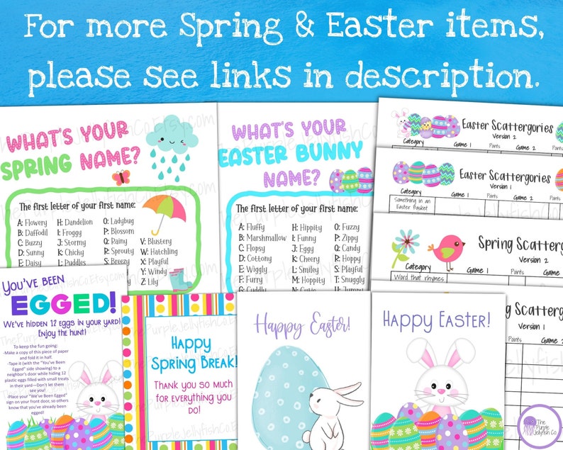 Spring Think Fast Game, Printable Spring Activity for Kids, Easter Game ...