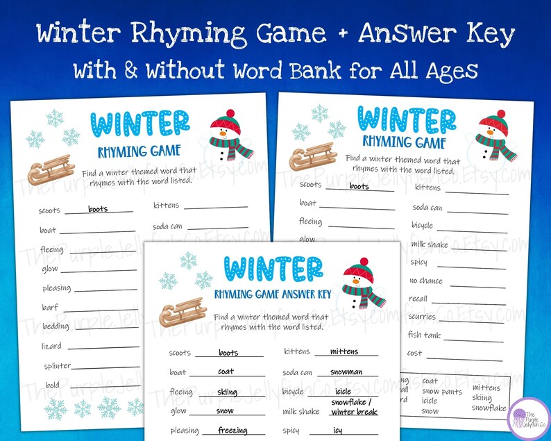 Winter Game Bundle, Printable Winter Activities for Kids, Holiday ...