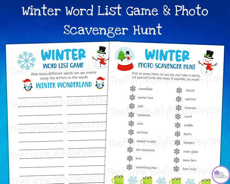 Winter Game Bundle, Printable Winter Activities for Kids, Holiday ...