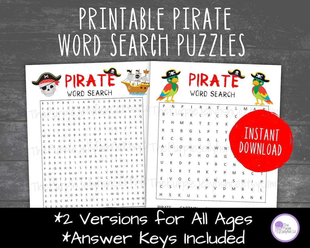 Pirate Word Search Printable, Talk Like a Pirate Day Activity for Kids ...