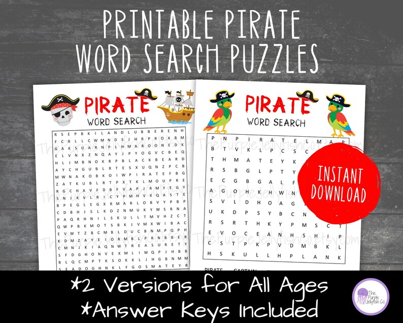 Pirate Word Search Printable, Talk Like a Pirate Day Activity for Kids ...