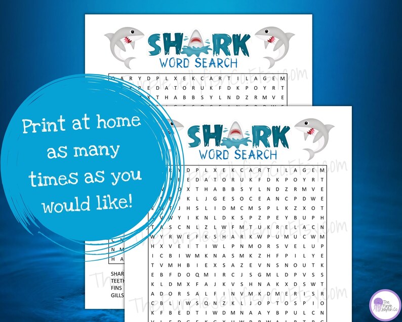 Shark Word Search Printable, Shark Activity for Kids, Word Search ...