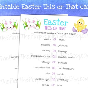 Easter This or That Game for Kids, Printable Easter Activity, Easter ...