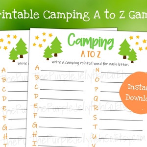 Camping Alphabet Game Printable A to Z Word Race, RV Camping Activity ...