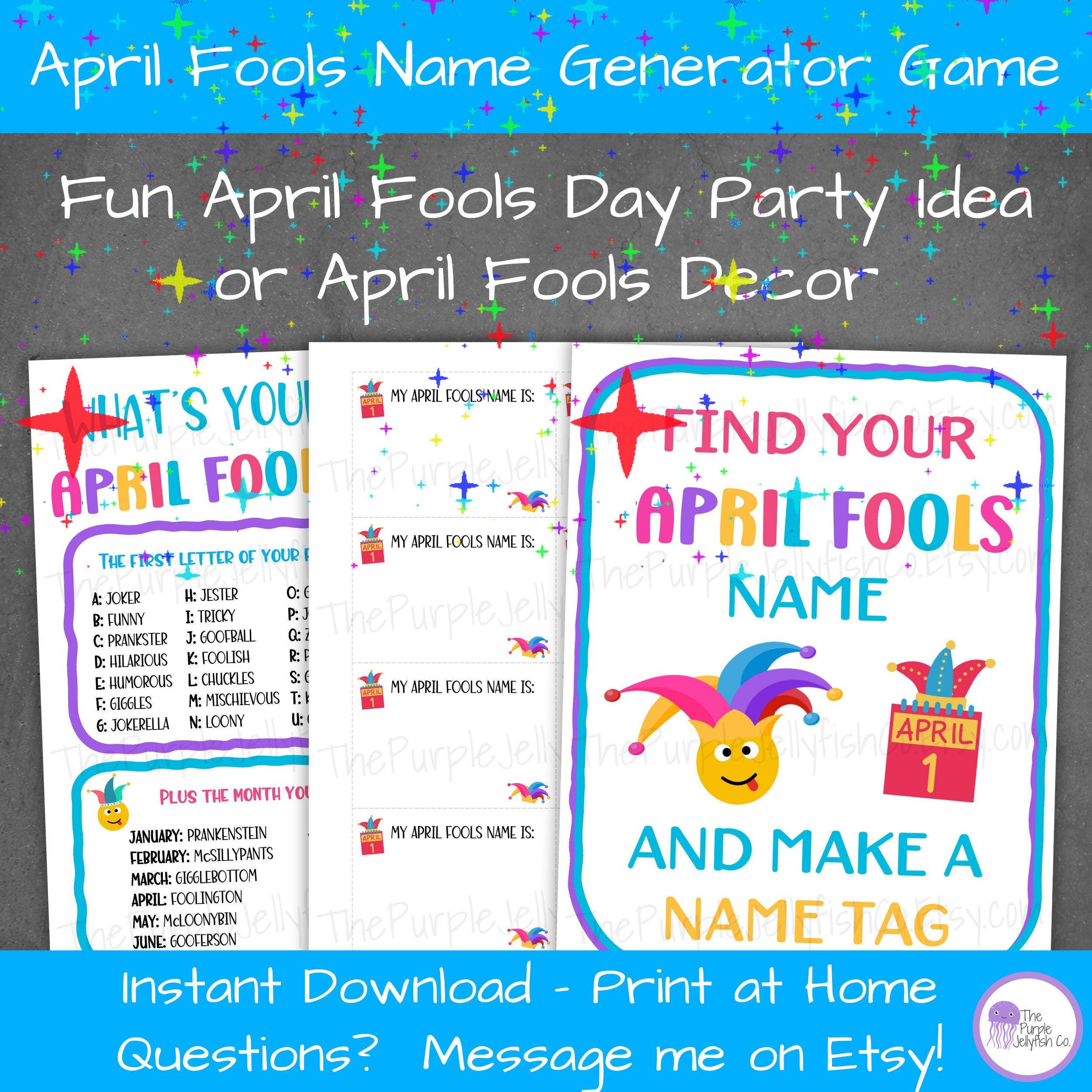 Whats Your April Fools Name Game, Funny April Fools Game for Kids ...