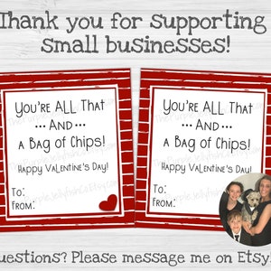 You're All That and a Bag of Chips Valentines for Kids Valentine's Day ...