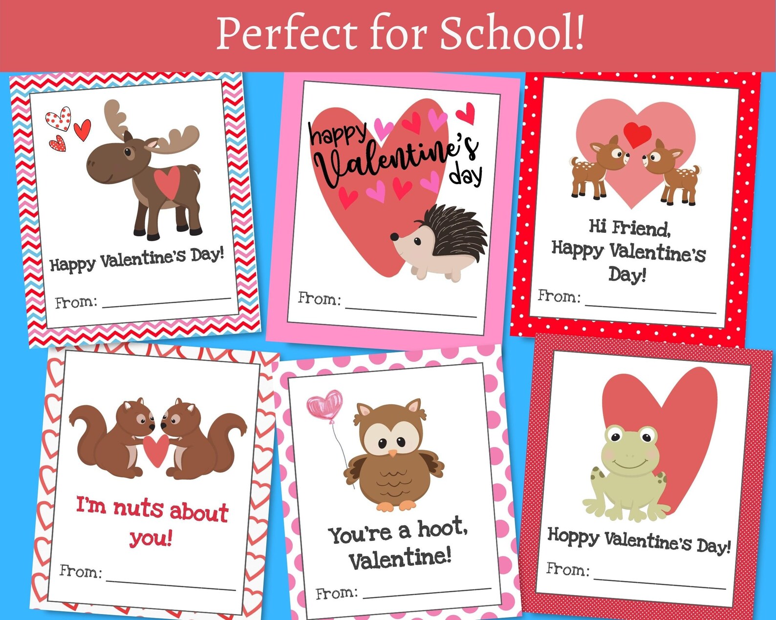 Woodland Animal Valentines Printable, Cute Animal Valentines Day Cards ...