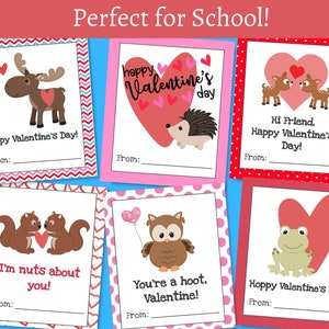 Woodland Animal Valentines Printable, Cute Animal Valentines Day Cards ...