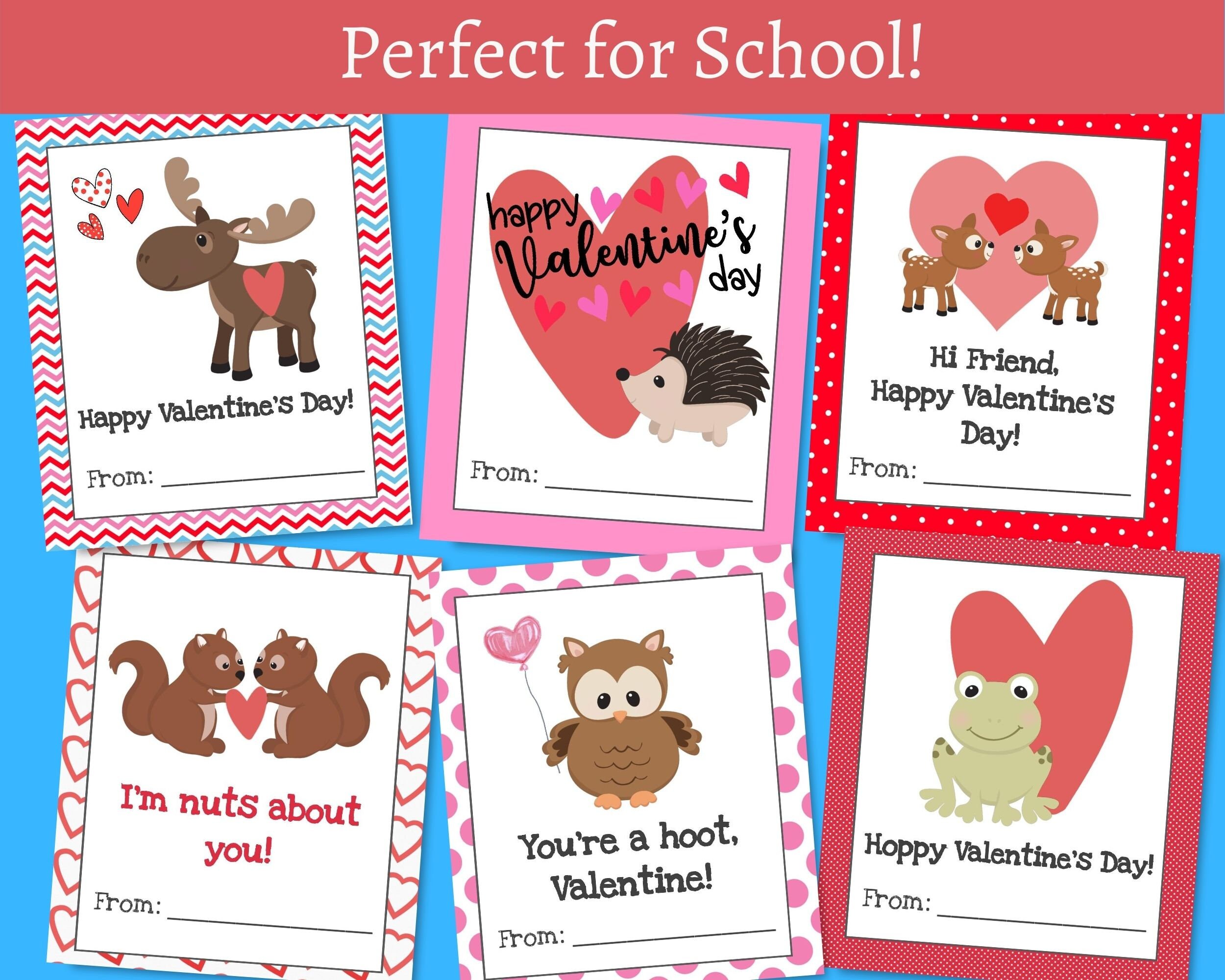 Woodland Animal Valentines Printable, Cute Animal Valentines Day Cards ...