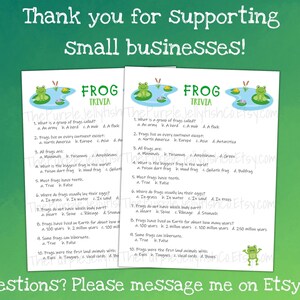 Frog Trivia Game Printable, Frog Game, Trivia for Kids, Frog Theme ...