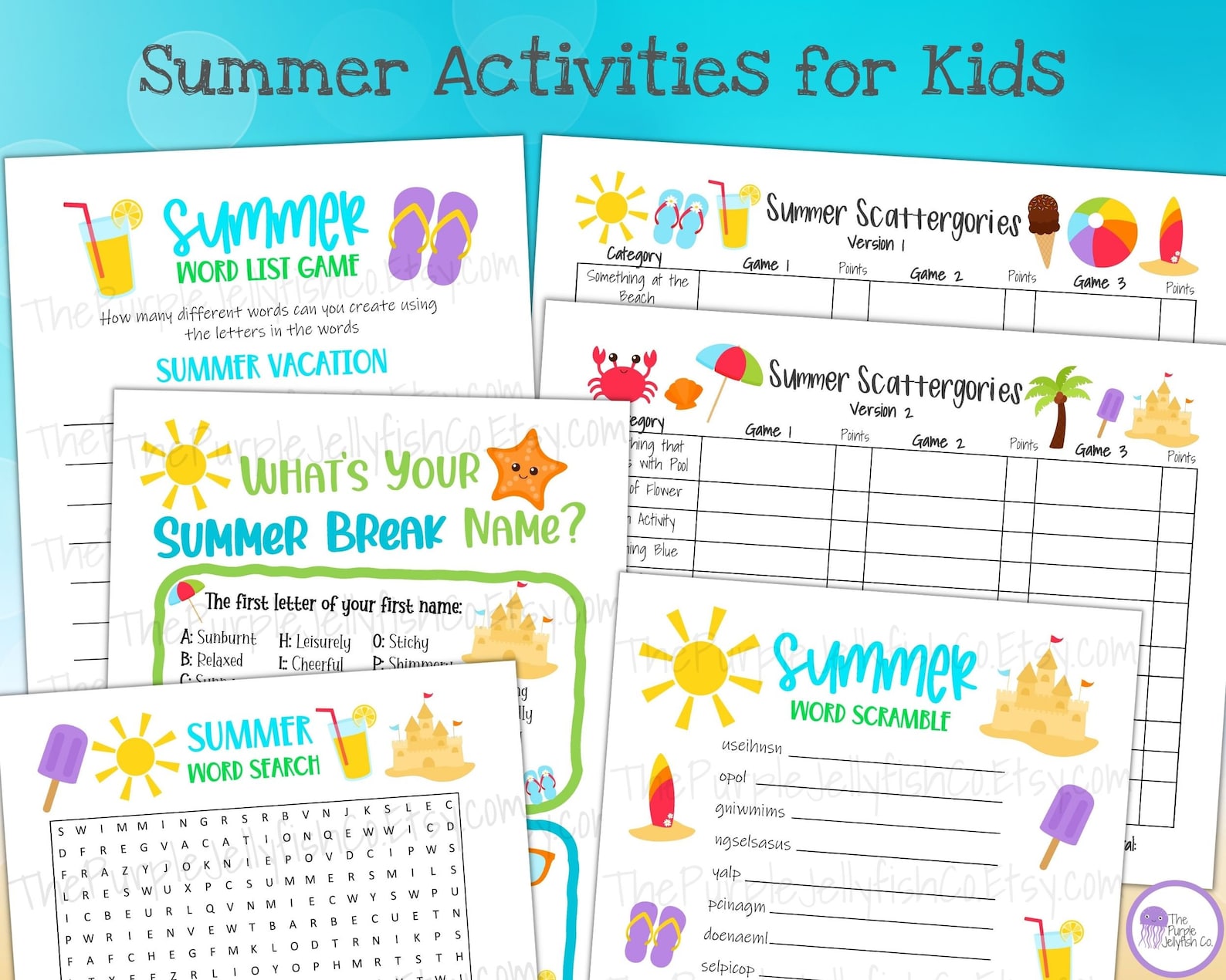 Summer Activities for Kids, Printable Summer Games, Summer Activity ...