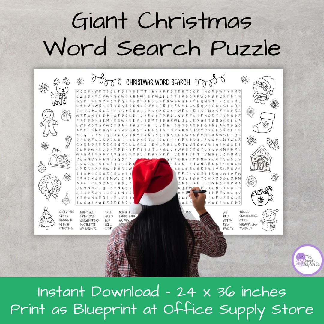 Giant Christmas Word Search Poster, Giant Word Search Puzzle, Christmas ...
