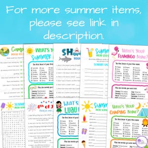 Summer Think Fast Game for Kids Teens Adults, Summer Party Idea, End of ...