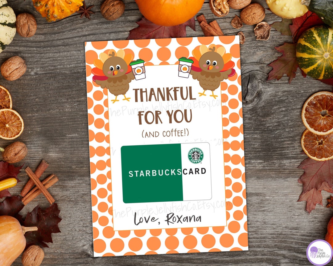 Thankful for You Thanksgiving Coffee Gift Card Holder Printable ...