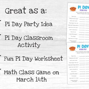 Pi Day Think Fast Game for Kids, Pi Day Activity Printable, Pi Day ...