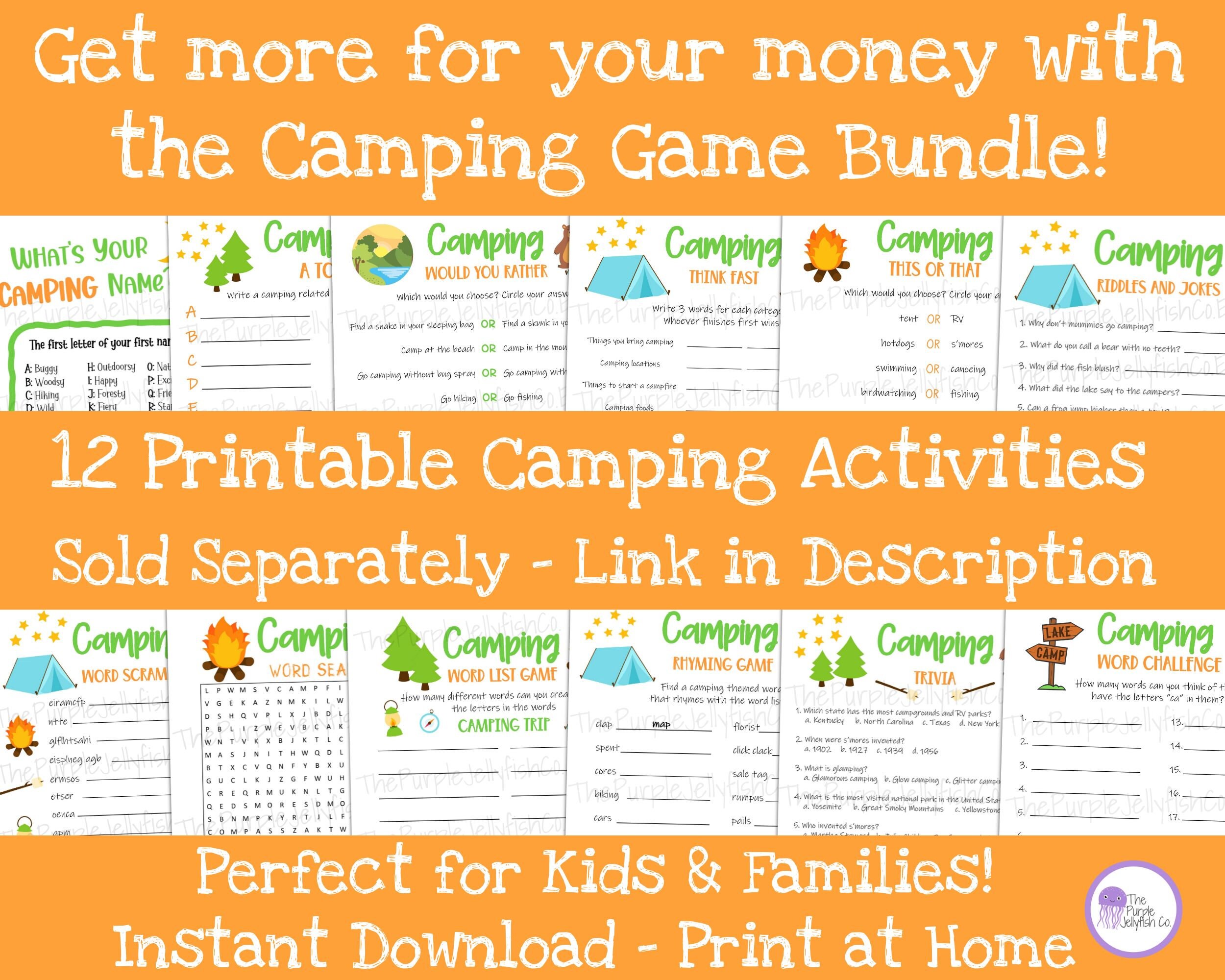 Camping Word List Game, Camping Activity for Kids Printable, Camping ...