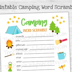 Camping Word Scramble, Kids Camping Activity, Camping Game for Kids ...