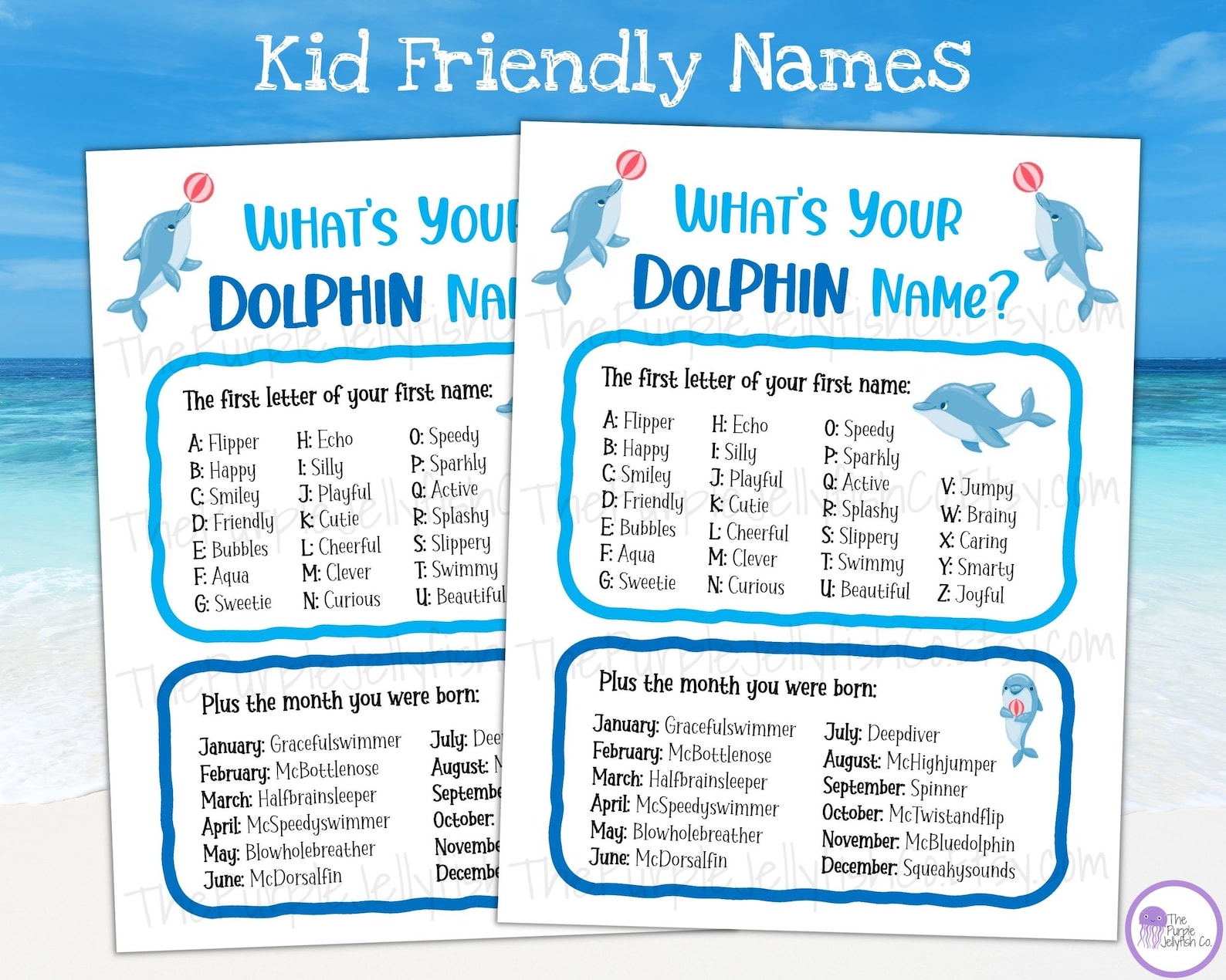 Dolphin Name Game, Under the Sea Party Game Printable, Whats Your Name ...