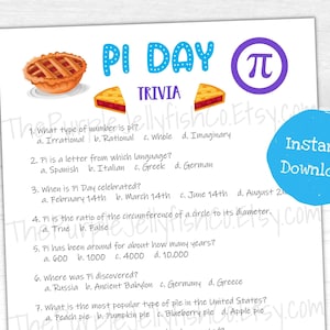 Pi Day Trivia Game for Kids and Adults, Printable Pi Day Activity, Pi ...