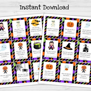Halloween Lunch Box Notes for Kids Printable Halloween Joke Cards ...