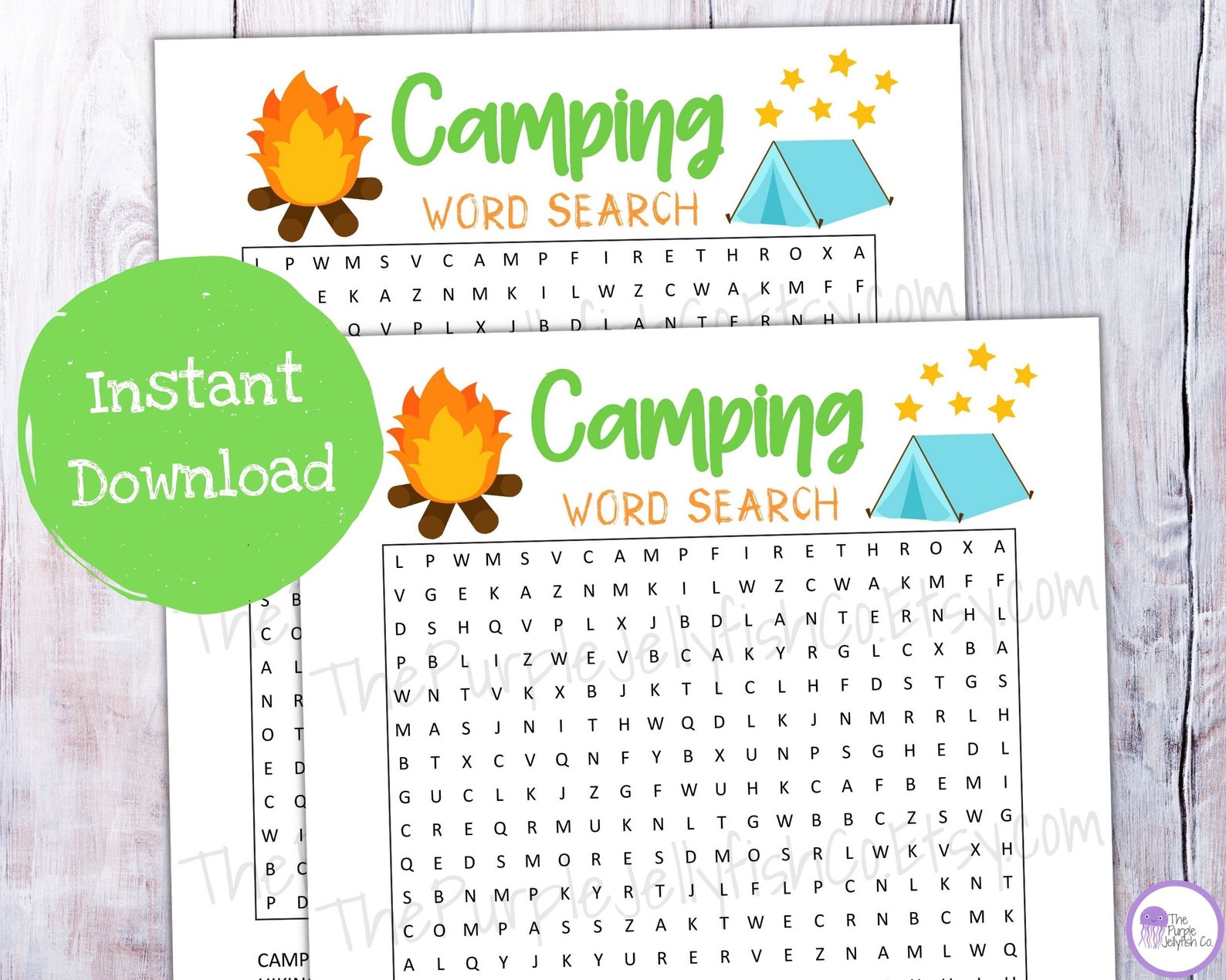 Camping Word Search Camping Activity for Kids Printable - Etsy