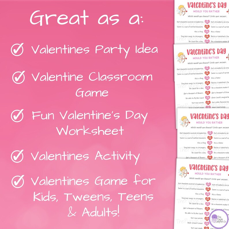 Valentine Would You Rather Game, Valentines Games for Kids Classroom ...