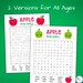 Apple Word Search Printable Game for Kids & Adults, Autumn Apple ...
