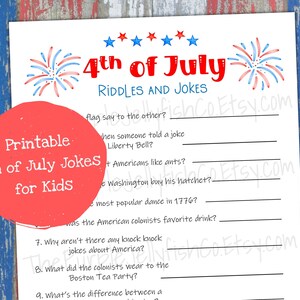 4th of July Activity for Kids 4th of July Jokes & Riddles, July 4th ...