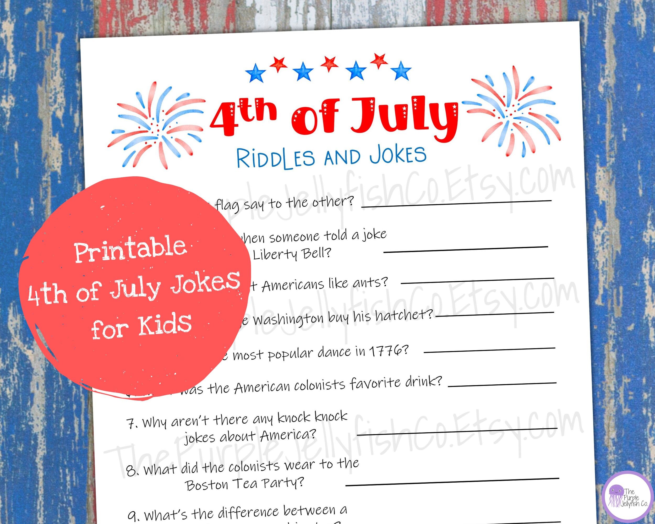 4th of July Activity for Kids 4th of July Jokes & Riddles, July 4th ...