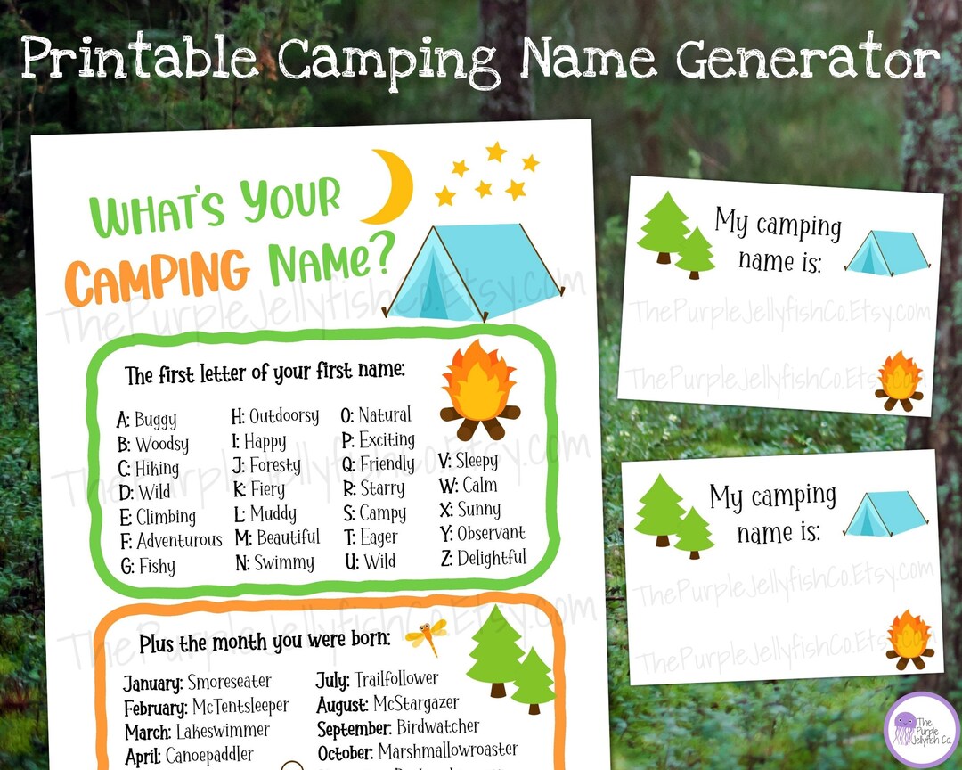 Camping Name Sign & Name Tags, Camping Birthday Party Decor, Summer ...
