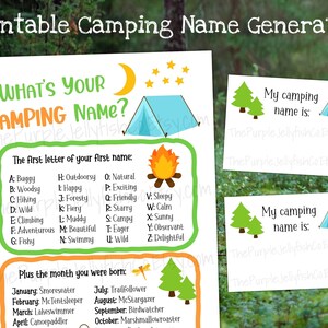 What's Your Camping Name Game Printable Camping Party Idea, Camping ...