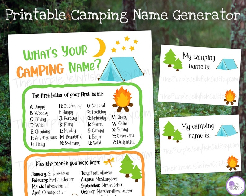 Camping Name Sign & Name Tags, Camping Birthday Party Decor, Summer ...