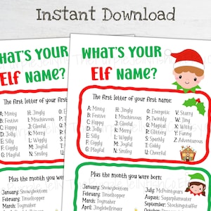 Elf Name Game + Name Tags, Christmas Activity for Kids, What's Your Elf ...