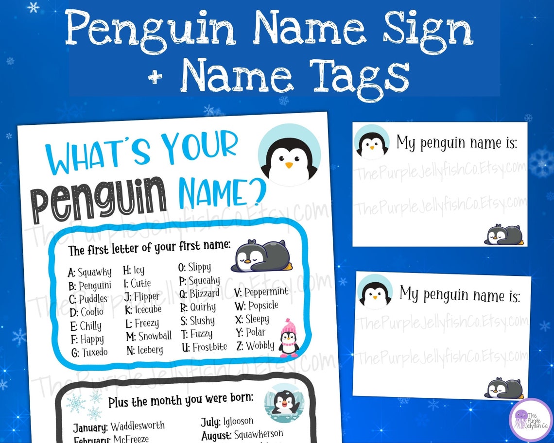 What's Your Penguin Name Game, Printable Winter Activity for Kids ...