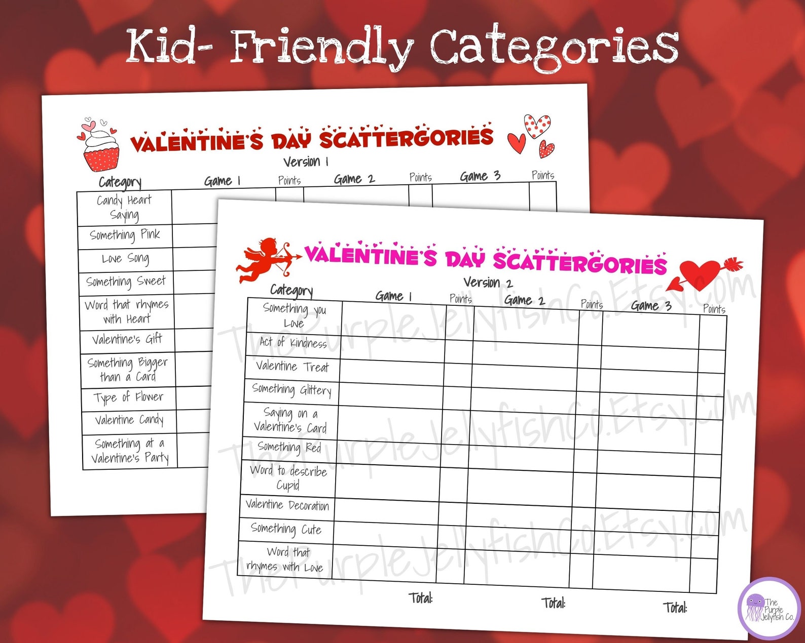 Valentines Scattergories Game, Printable Valentine's Day Game for Kids ...
