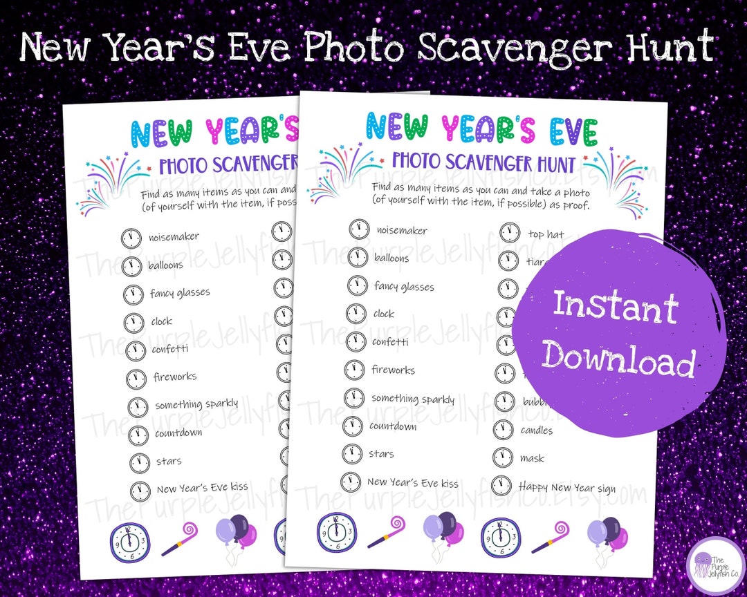 New Years Scavenger Hunt Kids New Years Eve Party Idea, NYE Games ...