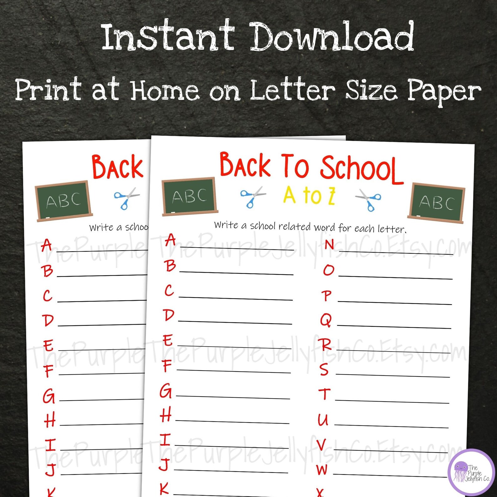 Back to School Alphabet Game for Kids A to Z Worksheet Printable First ...