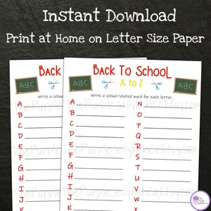 Back to School Alphabet Game for Kids A to Z Worksheet Printable First ...