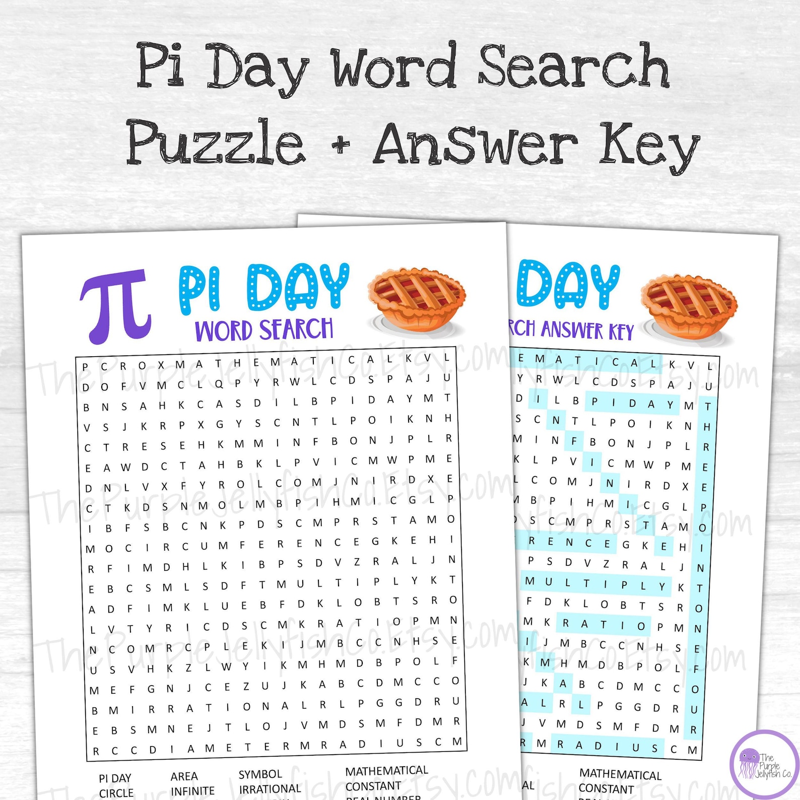 Pi Day Word Search Printable, Word Search Puzzle for Kids & Adults, Pi ...