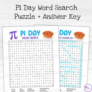 Pi Day Word Search Printable, Word Search Puzzle for Kids & Adults, Pi ...