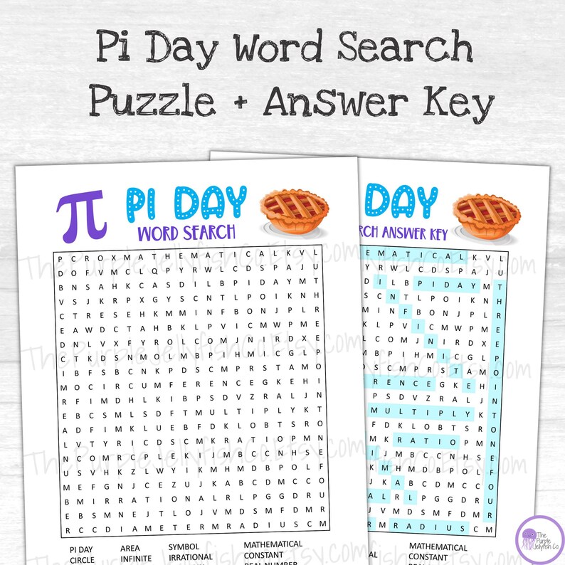 Pi Day Word Search Printable, Word Search Puzzle for Kids & Adults, Pi ...