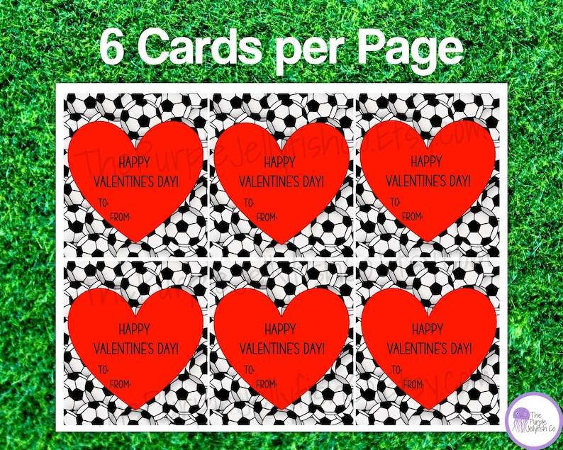 Soccer Valentines Tags, Printable Valentines Cards for Kids, Sports ...