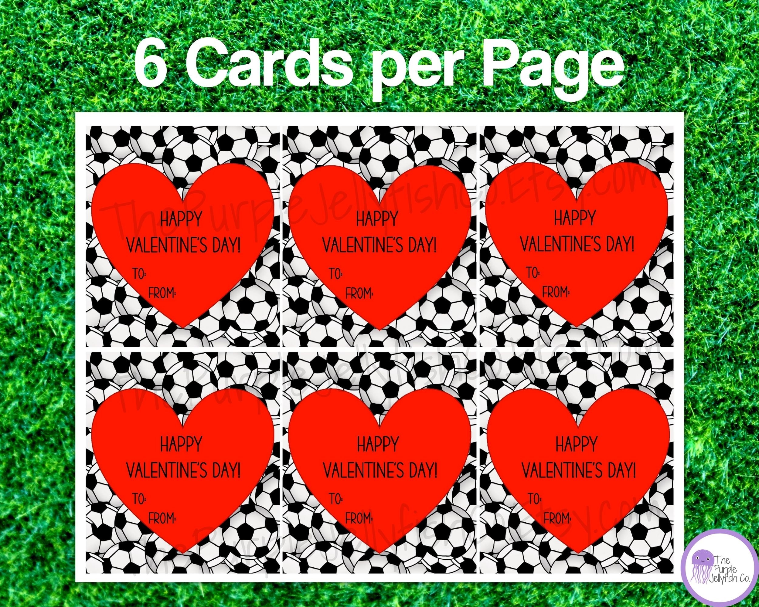 Soccer Valentines Tags, Printable Valentines Cards for Kids, Sports ...