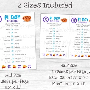 Pi Day This or That Game, Printable Pi Day Game for Kids Teens & Adults ...