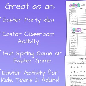 Easter Scattergories Game for Kids, Printable Easter Game for Teens ...