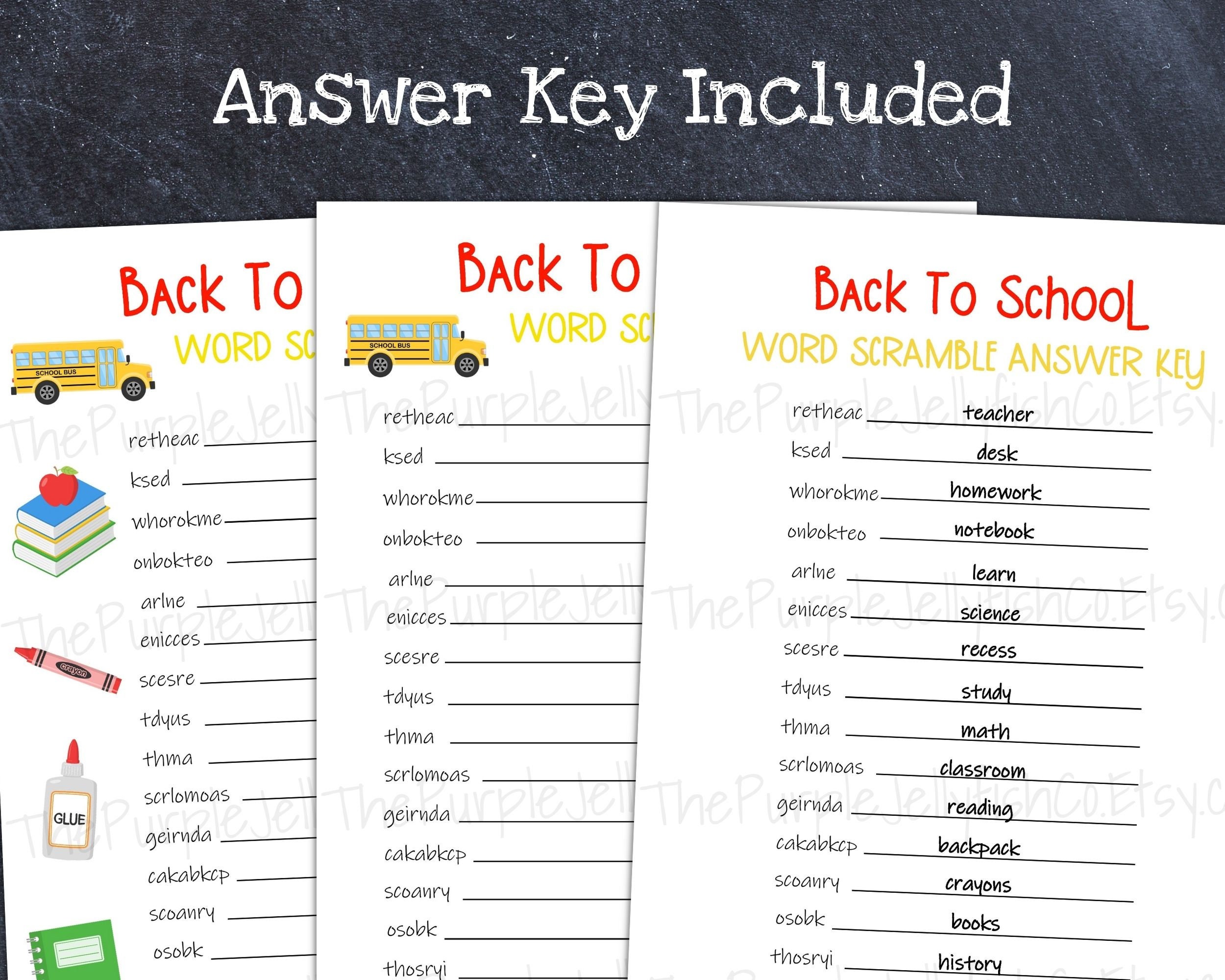 Back to School Word Scramble for Kids Printable First Day of School ...