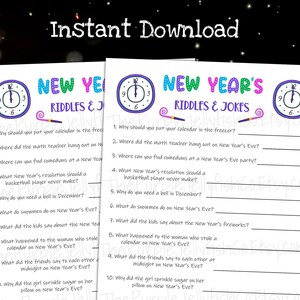 New Years Jokes for Kids, Printable New Years Eve Games, New Years ...
