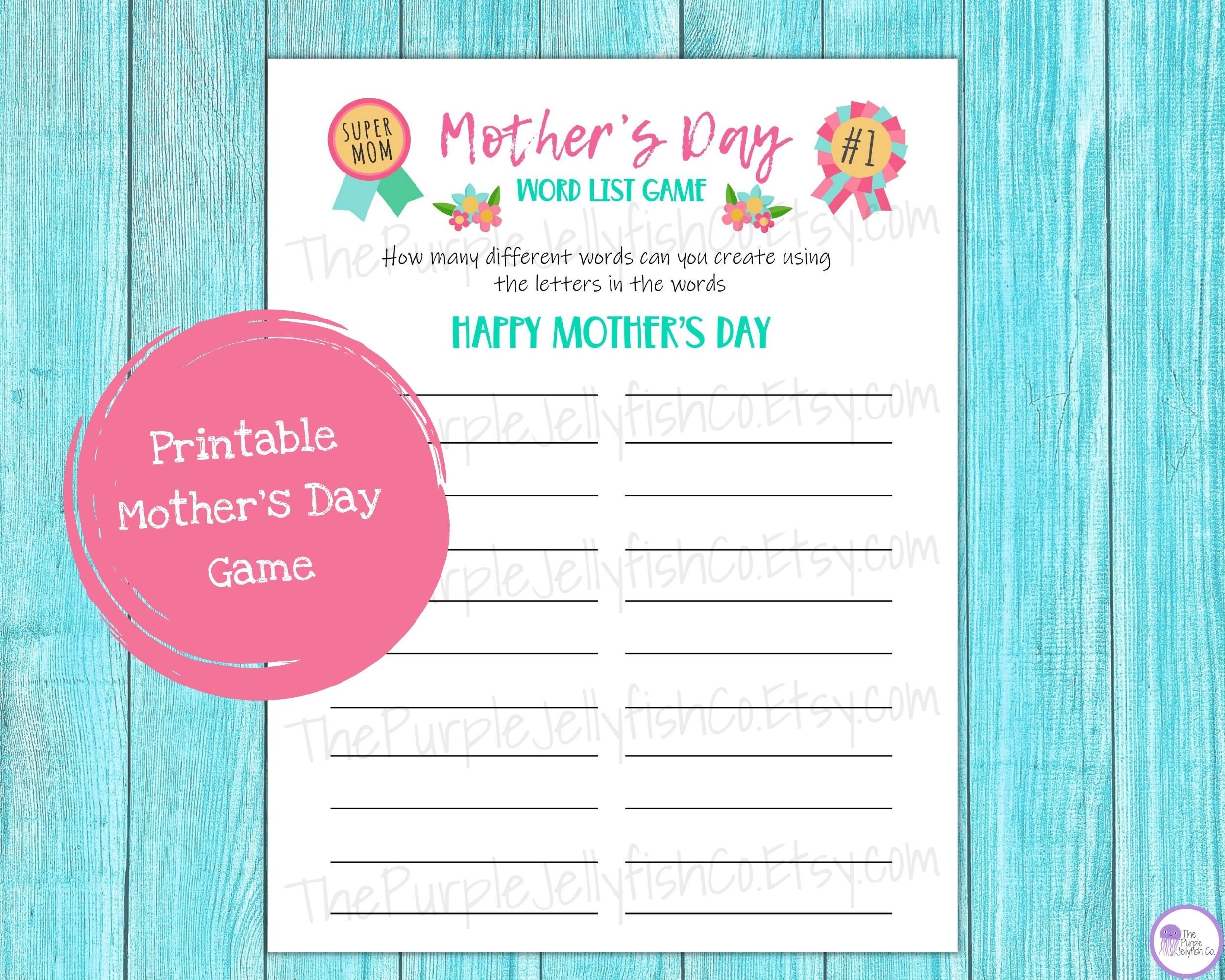 Mother's Day Word List Game, Mother's Day Activity Printable, How Many ...