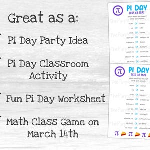 Pi Day This or That Game, Printable Pi Day Game for Kids Teens & Adults ...